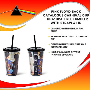 JUST FUNKY Pink Floyd OFFICIAL 1997 The Back Catalogue Poster PREMIUM Foil-Printed Tumbler Travel Cup, 16oz Pink Floyd Merchandise & Gifts