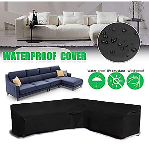 J&C Patio Sectional Covers V Shape Patio Sectional Covers Waterproof Outdoor Sofa Cover Sectional Sofa Cover Outdoor Furniture Covers for Outdoor (L-112x87in)