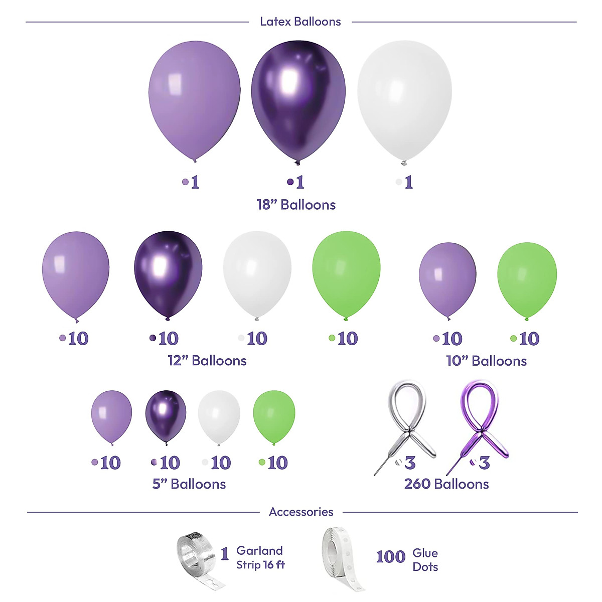 HOUSE OF PARTY Buzz Balloon Garland Kit - 110 Pcs | Lightyear Birthday Party Decorations with Purple Green & White Balloons | Theme Latex Balloons for Baby Shower & Birthday Party Supplies Decorations