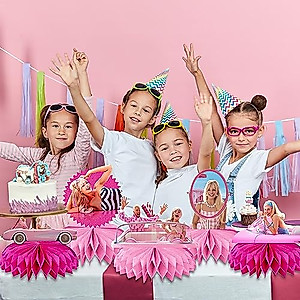 Pink Movie Birthday Party Decorations, 7Pcs Pink Girl Theme Party Centerpieces, Photo Booth Props, Cake Toppers, Party Supplies for Girls and Boys, Baby Show