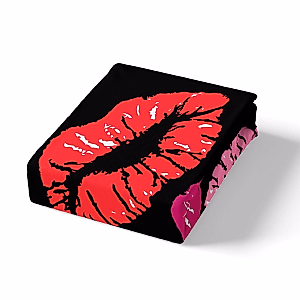 Feelyou Sexy Kiss Bedding Set Feminine Red Lips Duvet Cover Set for Girls Women Lipstick Print Comforter Cover Sexy Lip Print Stylish Lady Quilt Cover Bedroom Collection 3Pcs Queen Size