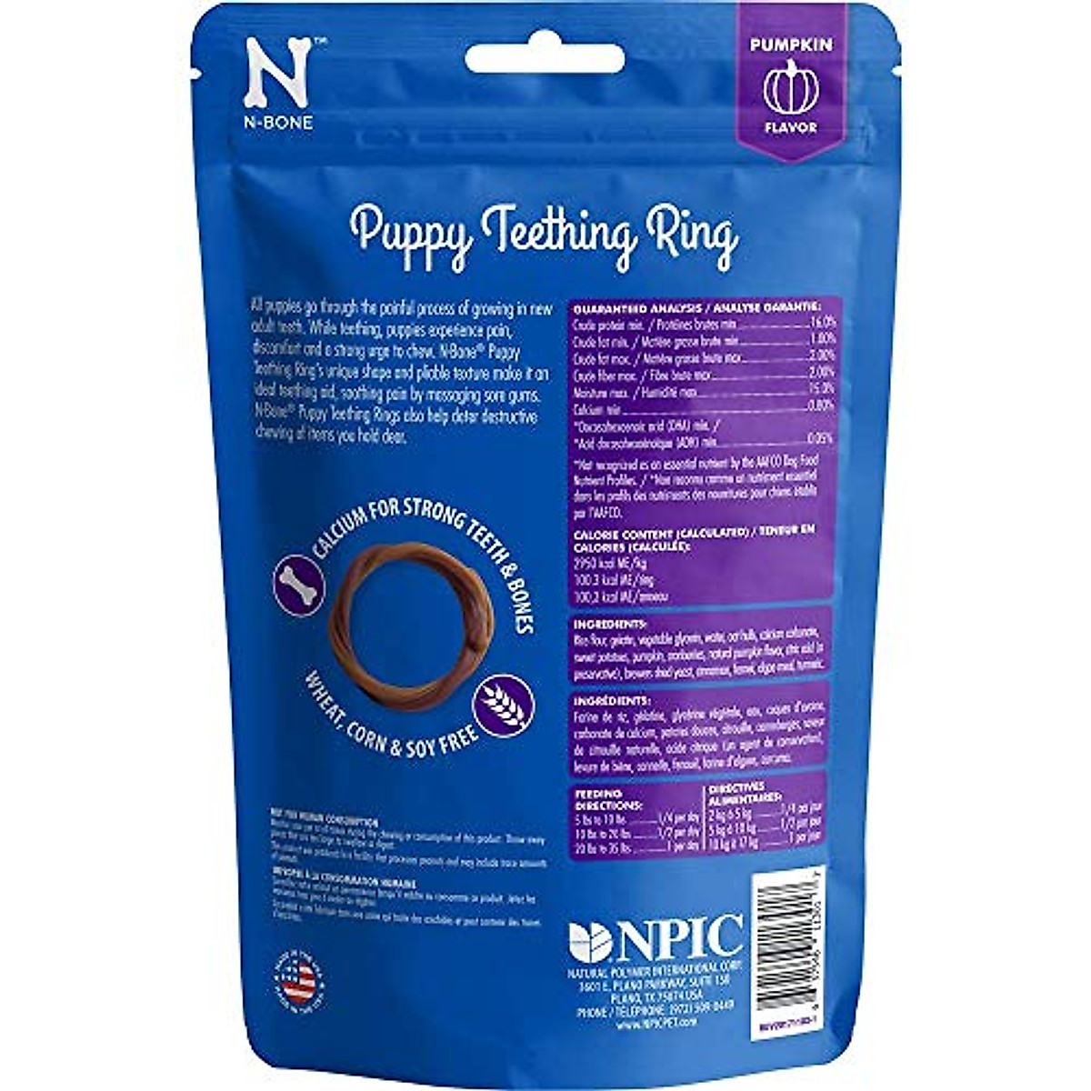 N-Bone Puppy Teething Ring Pumpkin Flavor, 3.6 Oz, 3 Rings