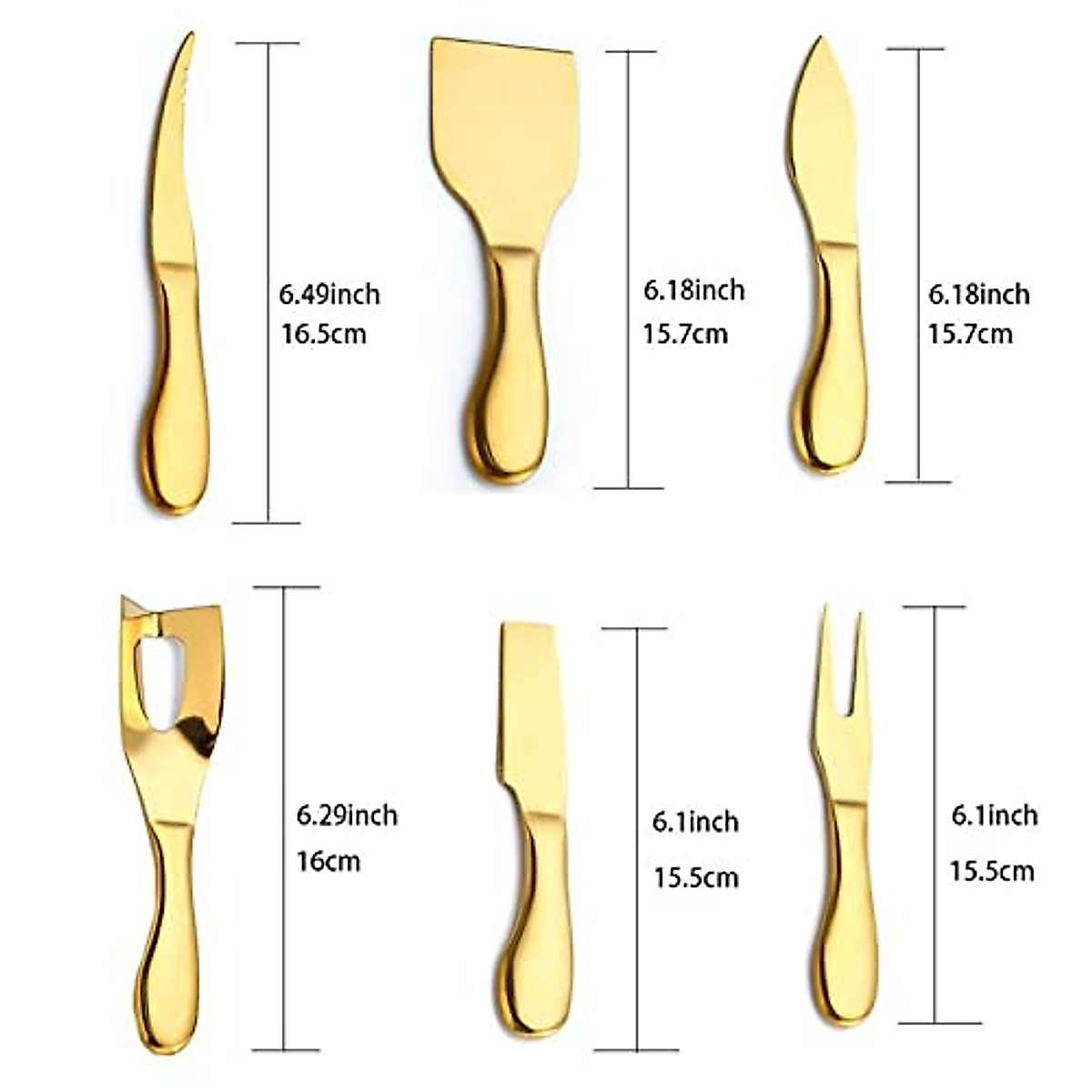 Cheese Knife Set for Gold,Premium Stainless Steel Cheese Knife Collection for Charcuterie with Spreader,Fork and Case