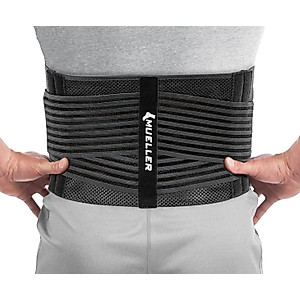 MUELLER Sports Medicine 4-in-1 Lumbar Back Brace with Removable Hot/Cold Pack, for Men and Women, Black, One Size