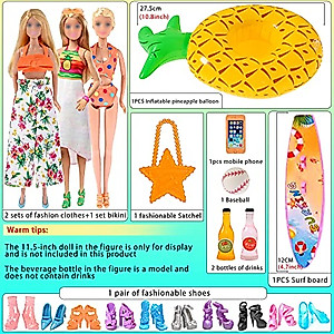 ebuddy Doll Clothes and Accessories 3 Sets Doll Clothes with Volleyball Surfboard Cup Holder and Accessories for 11.5 Inch Girl Doll(No Doll)