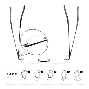 HIYANJN Frameless Reading Glasses Blue Light Blocking Rimless Computer Reader For men Lightweight Eyeglasses(3-Pack,1.50)