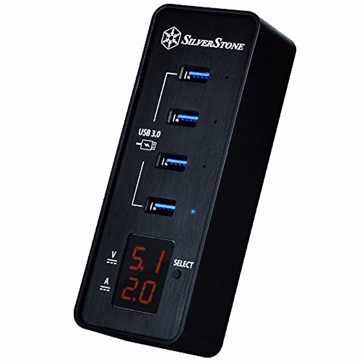 SilverStone Technology Smart Four Port USB 3.0 Hub with Fast Charging & Power LED Meter EP03B (RL-EP03B)