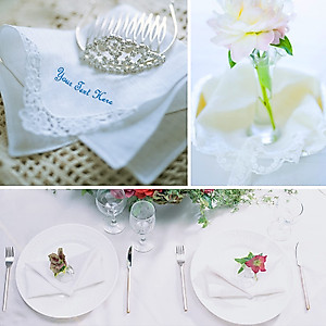 Sinseike Personalized Wedding Gift Embroidered Handkerchief, Custom Embroidered Wedding Day Bride Gift (Personalized)