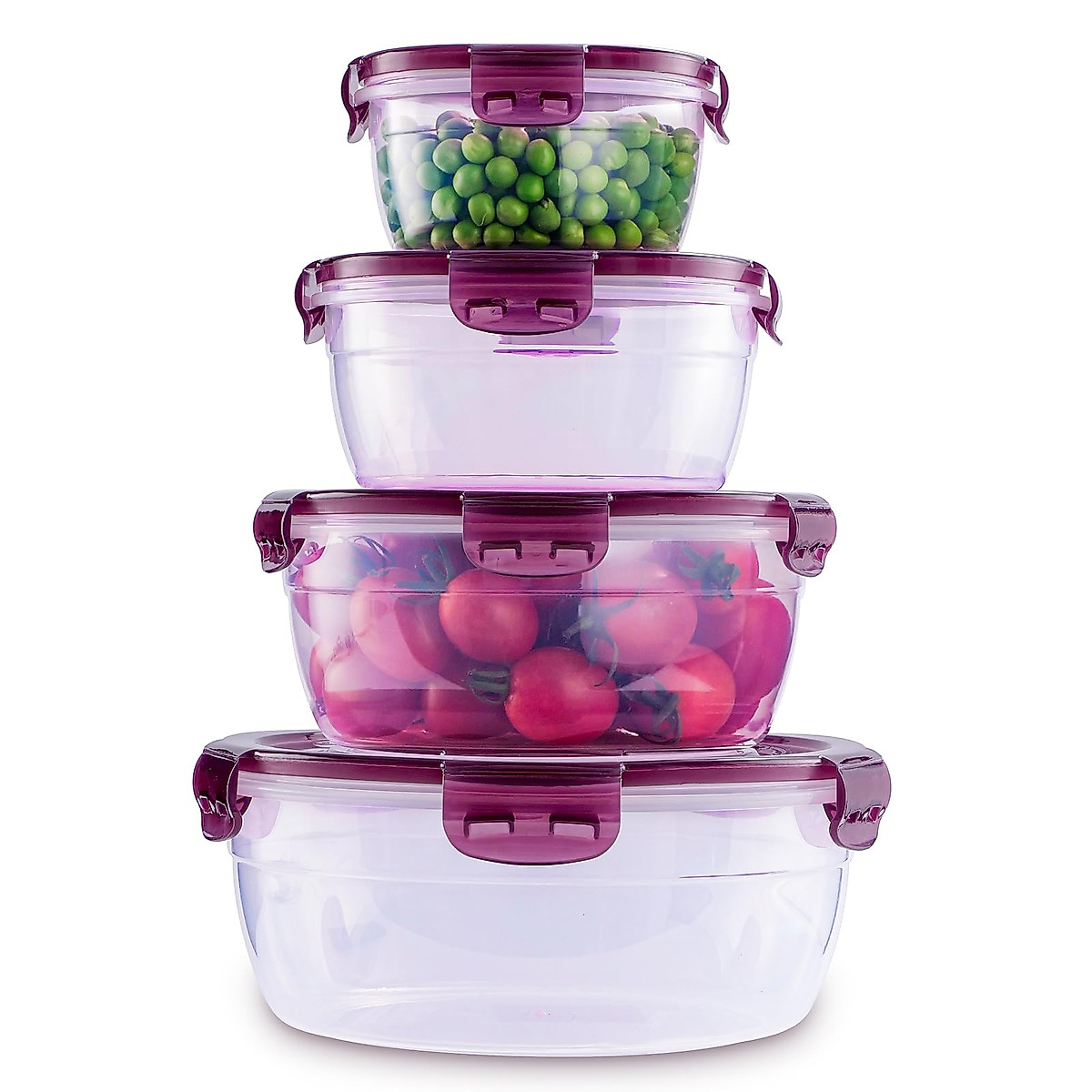 Today's Present Food Storage Container with Lids Set For 4, Plastic Mixing Bowls, Airtight Stackable Leakproof Reusable Storage Containers for Kitchen, BPA Free, Microwave, Freezer, Dishwasher Safe