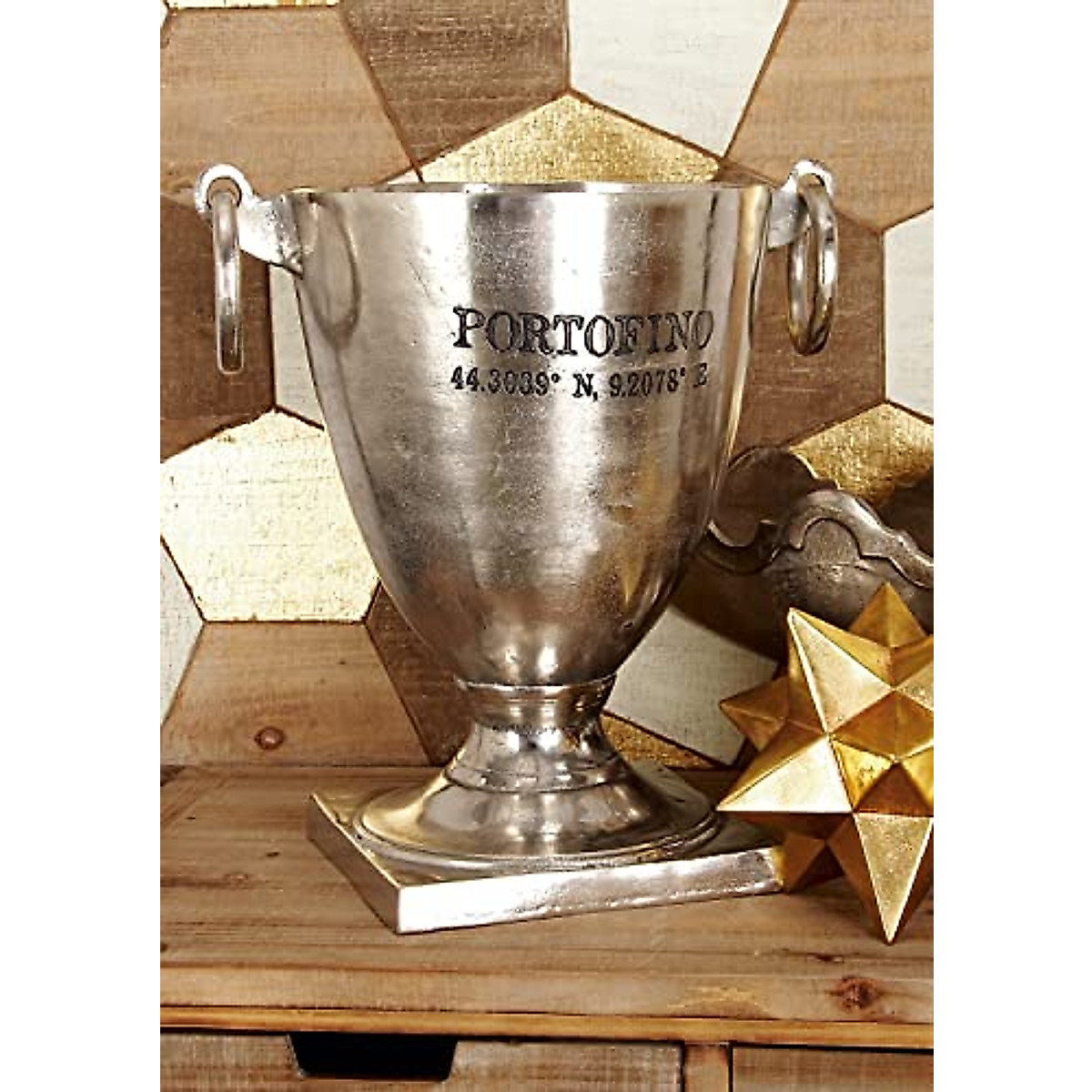 The Novogratz Aluminum Champagne 2 Bottle Ice Bucket, 16" x 12" x 18", Silver