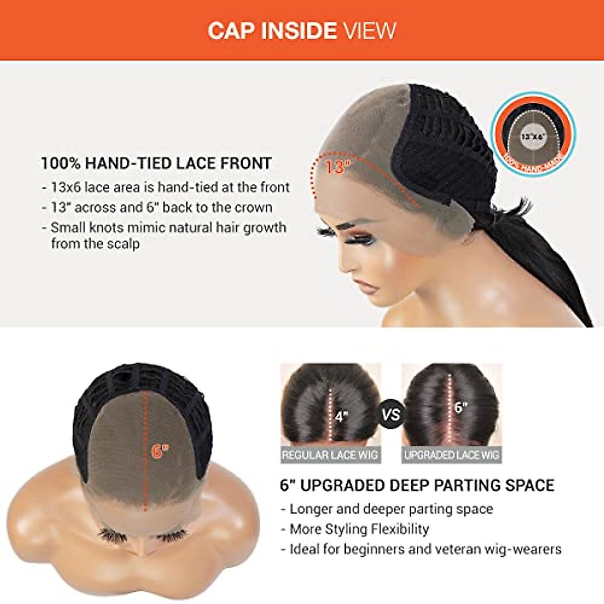 GLAM21USA HD Lace Front Straight Curly Wig 13X6 Glueless Invisible Transparent Frontal Wig Long Human Hair Blend PrePlucked Hairline Swiss-Lace Synthetic Wigs - Tastee (28 Inch, 1B-OFFBLACK)