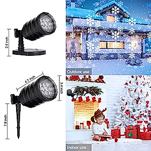Christmas Snowflake Projector Lights Outdoor, Led Snowfall Show Lights Waterproof Landscape Decorative Christmas Lights Lighting for Xmas Holiday Party Garden Patio Indoor Home Decoration Show