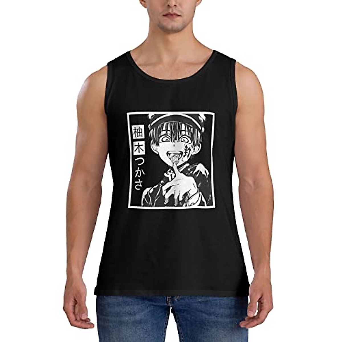 Toilet-Bound Anime Hanako-Kun Men's Tank Tops Tshirt Cool Custom Sleeveless Shirts Black 3X-Large