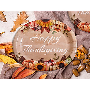 WDF 50Pack Thanksgiving Paper Plates - 10" x 12" Oval Paper Plates Dinner Size Large Disposable Platter Heavy Duty For Happy Thanksgiving Serving Tray Autumn Fall Harvest Party Supply