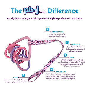 PBnJ Baby Toy Saver Strap Holder Leash Secure Accessories Heart/Dot/Pink/Lavender - 4pc