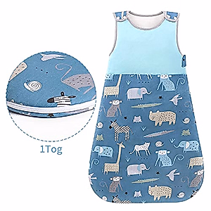 Viedouce Baby Sleeping Bag, Baby Blanket for Sleeping, Baby Grow Bag,Orangic Cotton Toddler Sleeping Bag 1.0 Tog,Grow Swaddle Bag 80cm for Infant Toddler (3-18 Months)