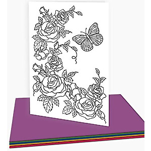 Art Eclect Adult Coloring Greeting Cards for Birthday, Anniversary and Every Occasion (10 Cards With 10 Different Unique Designs and 10 Colored Envelopes Included, Set A/Rainbow)