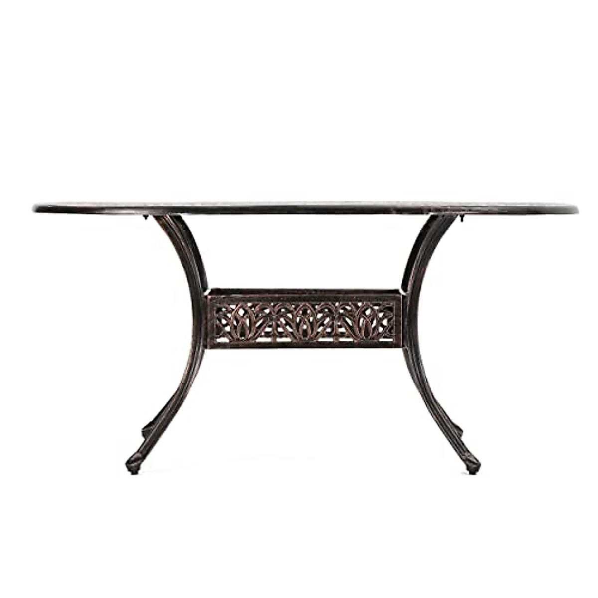 Christopher Knight Home Tucson Cast Aluminum Dining Table, Shiny Copper