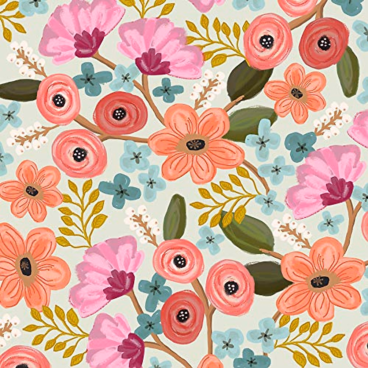 REVEL & Co Romantic Pastel Floral Folded Wrapping Paper, 2 feet x 10 feet Folded gift wrap with dainty flowers