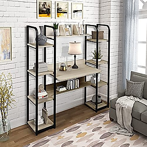 CUhwxCU Computer Desk with Multiple Storage Shelves, Modern Home Office Desk for Study or Work with 10 Shelves