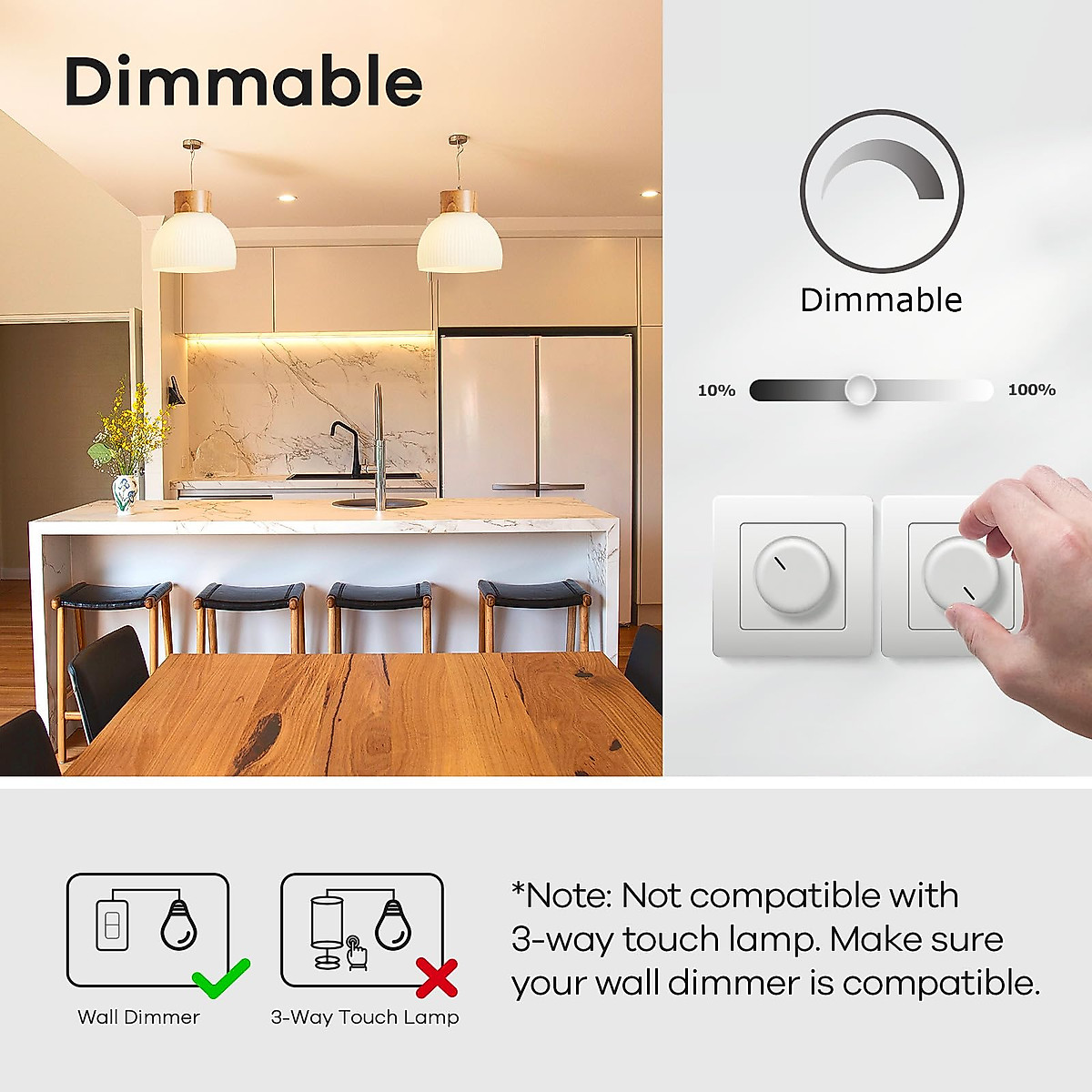Linkind Dimmable A19 LED Light Bulbs, 60 Watt Equivalent, E26 Base, 2700K Soft White, 9.5W 800 Lumens CRI80+ 120V, UL Listed FCC Certified, Pack of 24