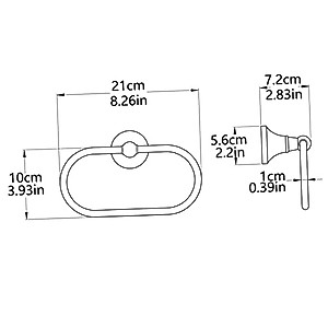 DOITOOL 3pcs Stainless Bathroom Toilet Black Face Round Towel Showers Towels Rod Angle Storage Hotel Mounted Rack E Hanger Kitchen Simplicity Wall-Mounted Holder Self Hand Oval