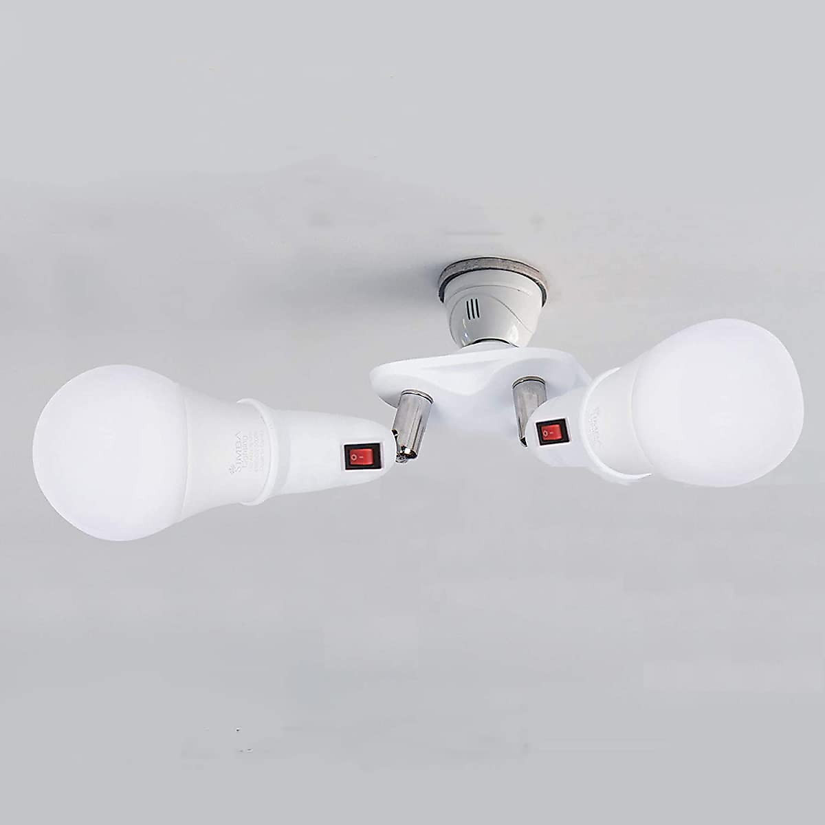 CLWHJ-360 Degrees Adjustable 2 in 1 E26/E27 Splitter Socket Adapter. E26/E27 Standard LED Bulbs 360 Degrees Adjustable 180 Degree Bendable Max Watt 120W (2 in 1)