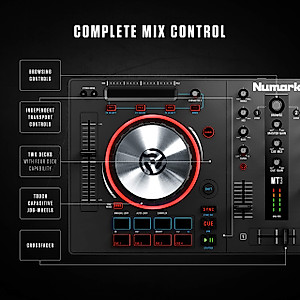 Numark Mixtrack 3 | All-In-One 2-Deck DJ Controller for Serato DJ Including an Long-Throw Pitch Faders, 5-inch High Resolution Jog Wheels and Virtual DJ LE & Prime Loops Remix Tool Kit