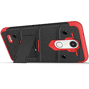 ZIZO Bolt Series LG K30 Case Military Grade Drop Tested with Tempered Glass Screen Protector Holster LG Harmony 2 Case Black RED