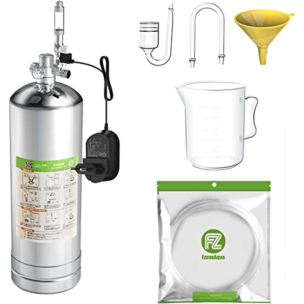 Fzone 2.5 L Aquarium CO2 Generator System Carbon Dioxide Reactor Kit with Regulator and Needle Valve for Aquarium Plants Tanks