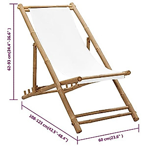 vidaXL Patio Deck Chair Bamboo Folding Garden Garden Reclining Sunlounger