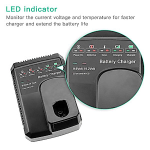 2 Packs 3.6Ah Ni-Mh 19.2V Diehard C3 Battery and Charger Compatible with Craftsman 19.2 Volt Battery Lithium-ion Ni-Mh&Ni-Cd 11375 11376 130279005 1323903 315.115410 315.11485