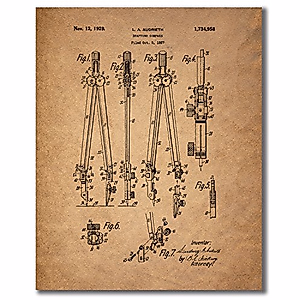 Architect Drafting Patent Prints - Set of 6 (8 inches x 10 inches) Drafting Wall Art Decor Photos