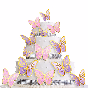 80Pcs Butterfly Cake Toppers Set Happy Birthday 3D Mixed Color Pink Purple Cupcake Picks Butterfly Cupcake Topper with Dot Glue Decorations for Anniversary Party Wedding Wall Decor Supplies