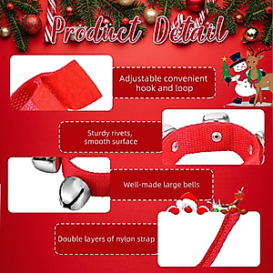 12 Pcs Christmas Wrist Band Bells Bracelets Wrist Band Shaking Bells Musical Instruments Adjustable Bells Rhythm Wristband Bells for School Family Adults Christmas Percussion Party Favors (Red)