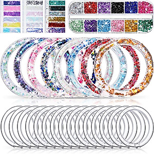 Nuogo 22 Pcs Make Your Own Glitter Water Bracelets Back to School Craft Kit for Girls 6+ Years Old Glitter Bracelet Fun Craft Kit for Girls Make Jewelry Kit School Classroom Birthday Party Gifts