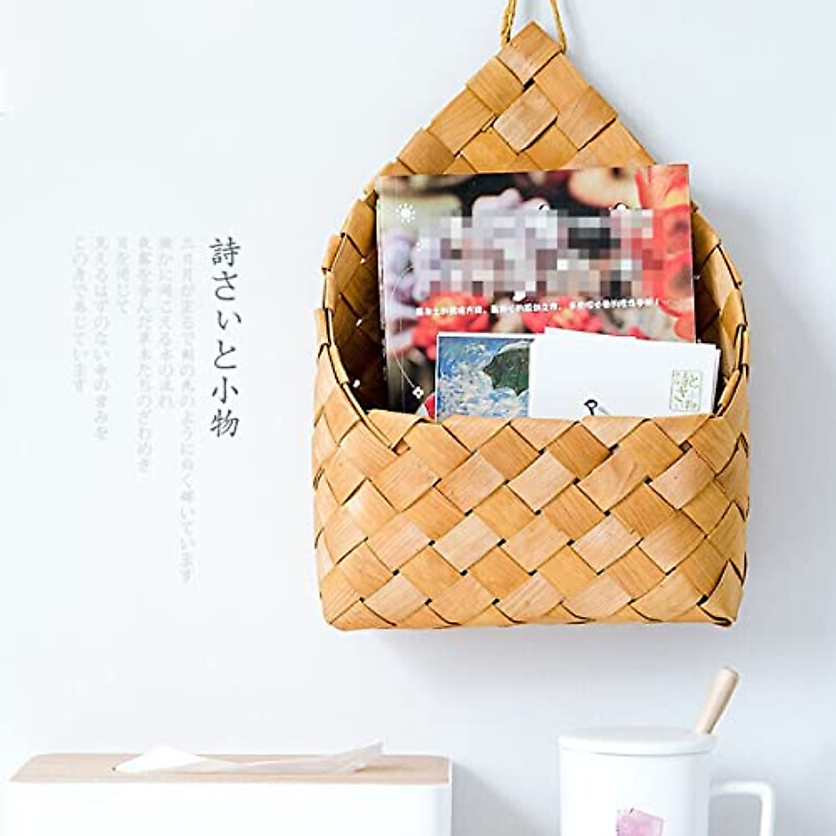 Alipis Wooden Organizer Bag Key Plants Woven Bathroom Clo Wall Basket Household Rope Flower Pocket Home Bin Clothing Mounted Sundries Office Mail Hanging Organiser for Decor Letter