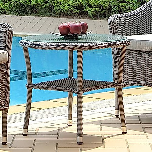 Pleasant Bay 3-Piece Outdoor Furniture Bistro Set for Decks and Patios, Includes 2 Chairs Table, Seats 2, Synthetic Wicker, White