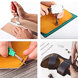 Dorhui 372 Pieces Leather Crafting Tools,Leather Tools Leather Working Tools and Supplies, Leather Craft Stamping Tool, Prong Punch, Hole Hollow Punch, Matting Cut for DIY Leather Artworks