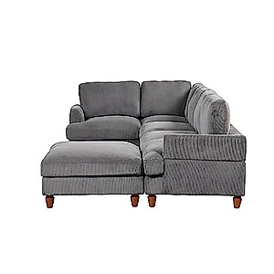 Free Combination Oversized Modular Sectional Sofa with Ottomans ,6 Seater Corduroy Upholstery L/U Shaped Reversible Corner Couch ,98" Sleeper Sofa&Couch Convertible Sofabed for Living Room Office