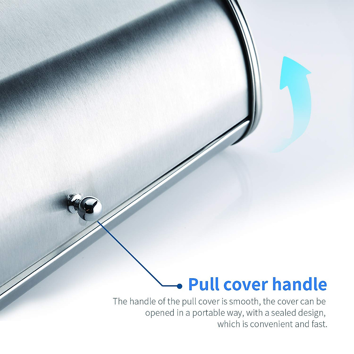 Stainless Steel Bread Box with Roll Up Lid, For Easy Kitchen Counter Storage, Bread Bin Holder,17.5X11.5X7.5 inch, Matte Black