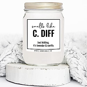YouNique Designs, Smell Like C. Diff Registered Nurse Candle, 8 Oz, Funny Nurse Gifts for Women, Rn Gifts for Nurses, Gi Nurse Appreciation Gifts, Future Nurse Graduation Gift (Lavender & Vanilla)