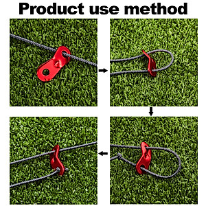 SATINIOR 20 Pieces Aluminum Alloy Guyline Cord Adjuster Tent Tensioners Rope Adjuster Tent Rope Adjusters for Outdoor Camping Hiking, Red (Circle Style)