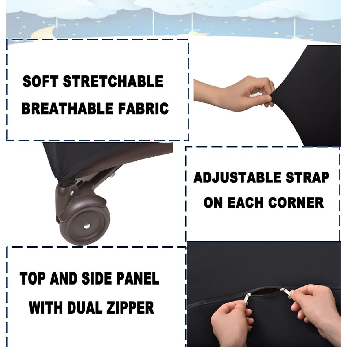 LYFFXYH Crib Tent Cover Stretchy Blackout Tent for Pack N Play, Bed Darkening Cover Tent for Indoor or Outdoor Portable to Sleeping or Play