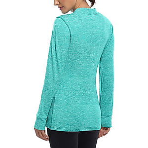 Fulbelle Cold Weather Thermal Fleece Running T-Shirts Women Long Sleeve, Fall Winter Workout Training Yoga Athletic Gym Sport Outdoor Hiking Shirts Relaxed Cozy Casual Clothes Green XX-Large