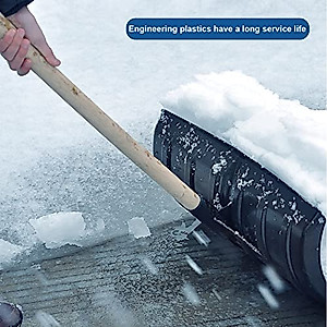 FEBOD Snow Shovel Heavy Duty Large-Capacity,Compact Long Wooden Handled and Plastic Snow Shovel Scraper for Garden Car Driveway and Emergency (Color : A)