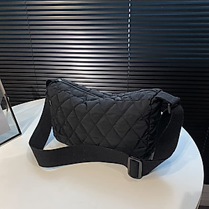 Lushandy Quilted Shoulder Bags Women Crossbody Bag Tote Handbags Fashion Nylon Solid Color Autumn Winter