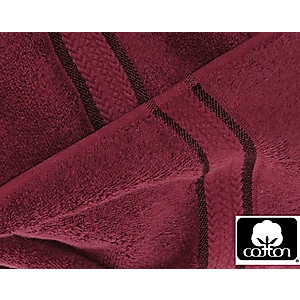 COTTON CRAFT Ultra Soft 4 Pack Oversized Extra Large Bath Towels 30x54 Burgundy Weighs 22 Ounces - 100% Pure Ringspun Cotton - Luxurious Rayon Trim - Ideal for Everyday use - Easy Care Machine wash