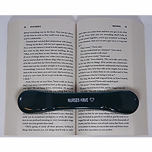 BookBone (TM) - Made in The USA - The Original Weighted Rubber Bookmark - Printed with - Nurses Have Heart - Holds Books Open