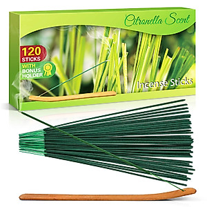 SnailDigit Citronella Incense Sticks, Lemongrass Incense Sticks Set, Natural Plant Based Ingredients, Citronella Incensefor Home Patio, Garden Balcony, BBQ, Camping, Outdoor, Picnic 120 Sticks